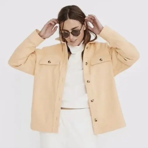 Madewell | Jackets & Coats | Madewell Brushed Herringbone Knit Shirt ...